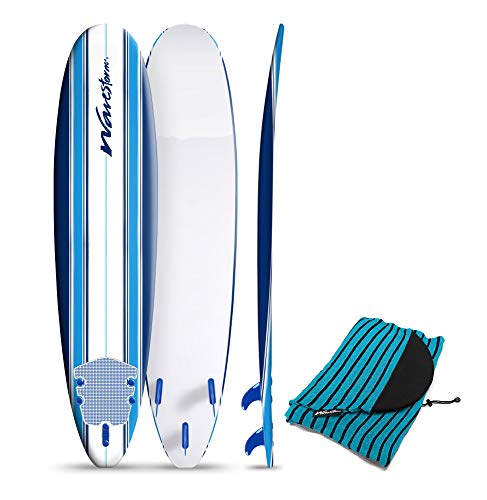 Wavestorm 8ft Classic Surfboard // Foam Wax Free Soft Top Longboard for ...