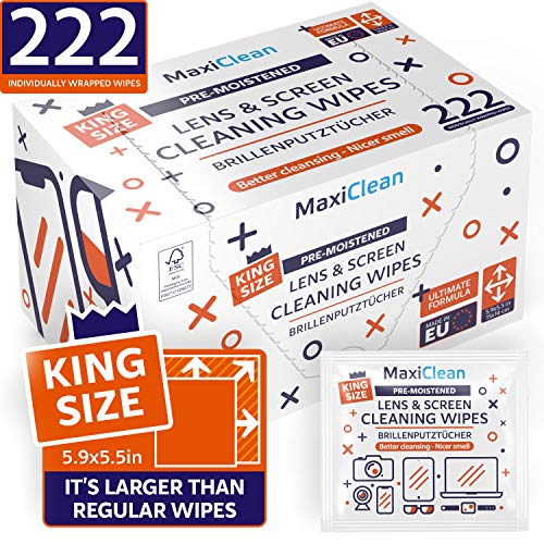 MAXI CLEAN Lens Wipes - 222 (5.9X5.5 in / 15X14 cm) Pre-moistened ...