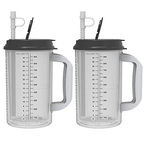 32 Oz Hospital Mug (2) 32 oz Hospital Mugs with Black Lids - Insulated ...