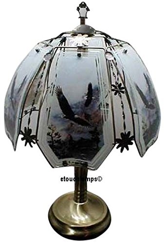 OK Lighting Eagle Touch Lamp with Antique Brass Base