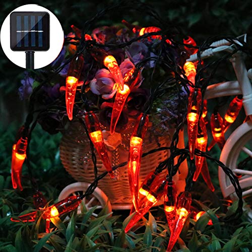 Dreamworth Solar Red Chili String Lights, 50 LED Chili Shape Fairy ...