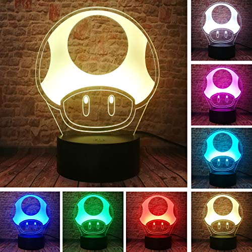 Fanrui Cute Game Super Mario Toad 1 Up Mushroom Table Lamp - Smart 7 ...