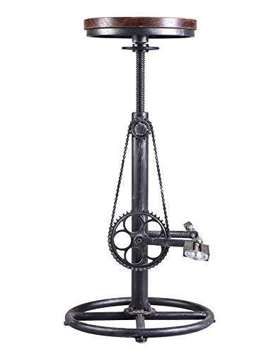 LOKKHAN Industrial Bar Stool-Rustic Swivel Bike Stool-Cast Iron Bicycle ...