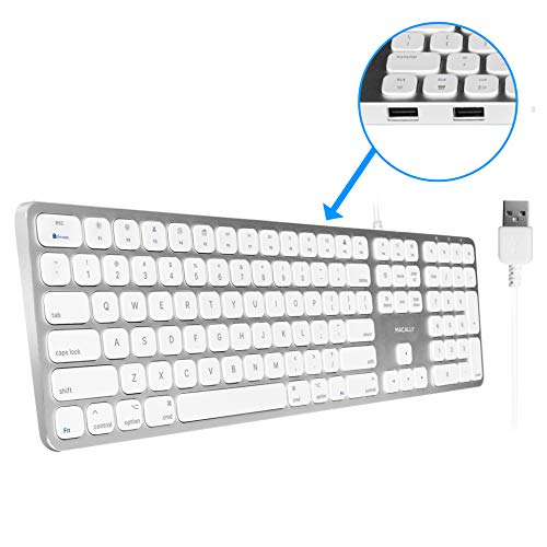 Macally Mac Keyboard Full-Size & Number Keypad (Metal Frame) 2 USB ...