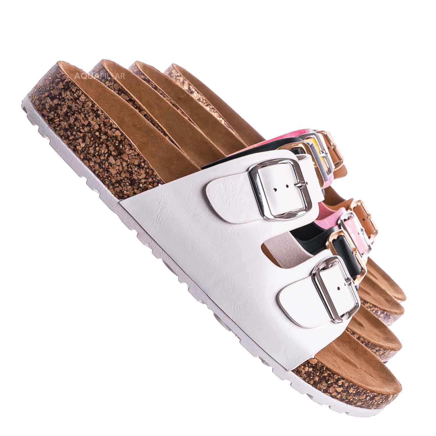 Bamboo Contoured Footbed Slide Sandal - Anatomical Molded Slipper Corks ...