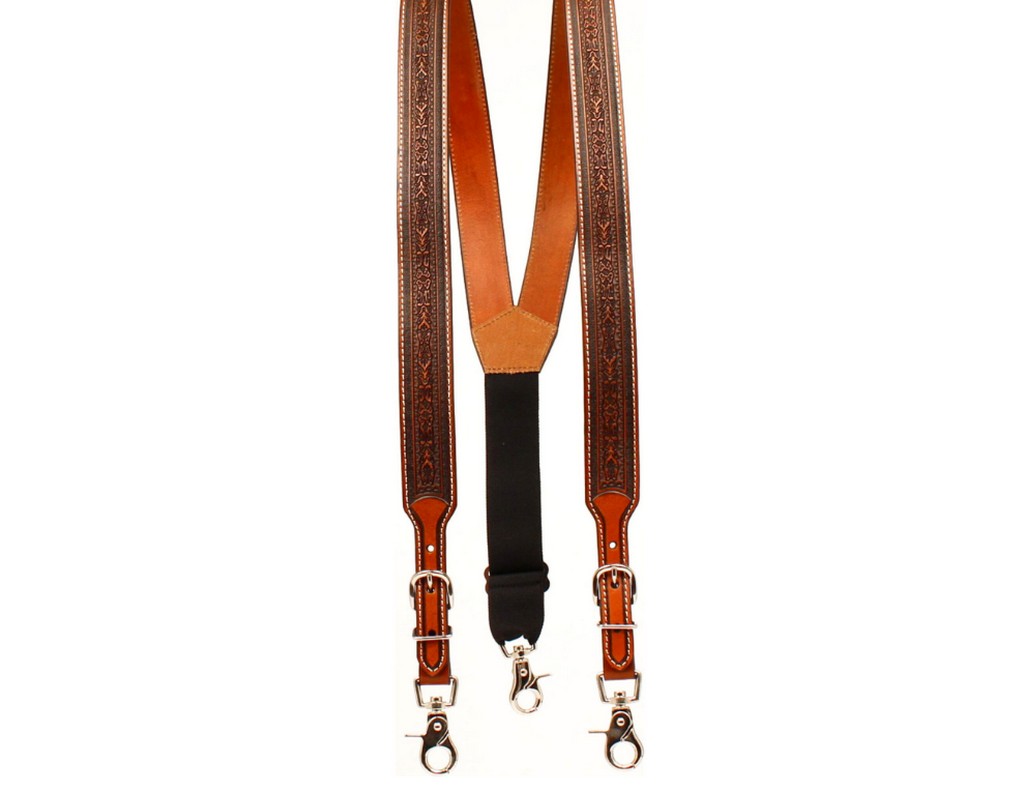 Nocona Western Suspender Men Tooled Adjustable Galluses Tan N8513008