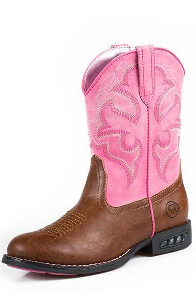 Roper Western Boots Girls Cowgirl Lights Tan Pink 09-018-1201-1234 TA
