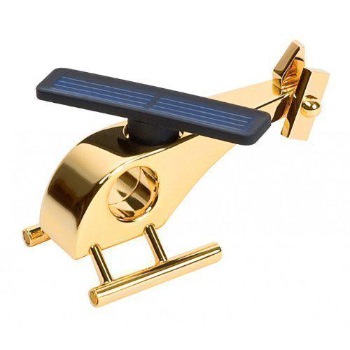 HOK Concepts solar powered metal helicopter, 24 ct gold plated