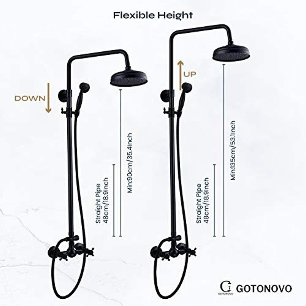 Gotonovo Oil Rubbed Bronze Exposed Shower Fixture Set 8 Rain Shower