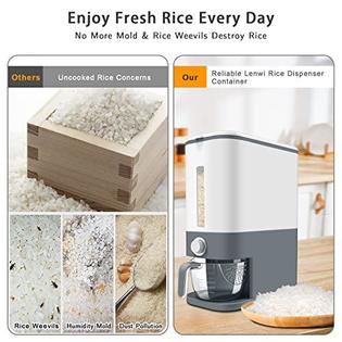 Lenwi 25 Lbs Rice Dispenser Large Cereal Dry Food Storage Containers lenwi-25-lbs-rice-dispenser-large-cereal-dry-food-storage-containers