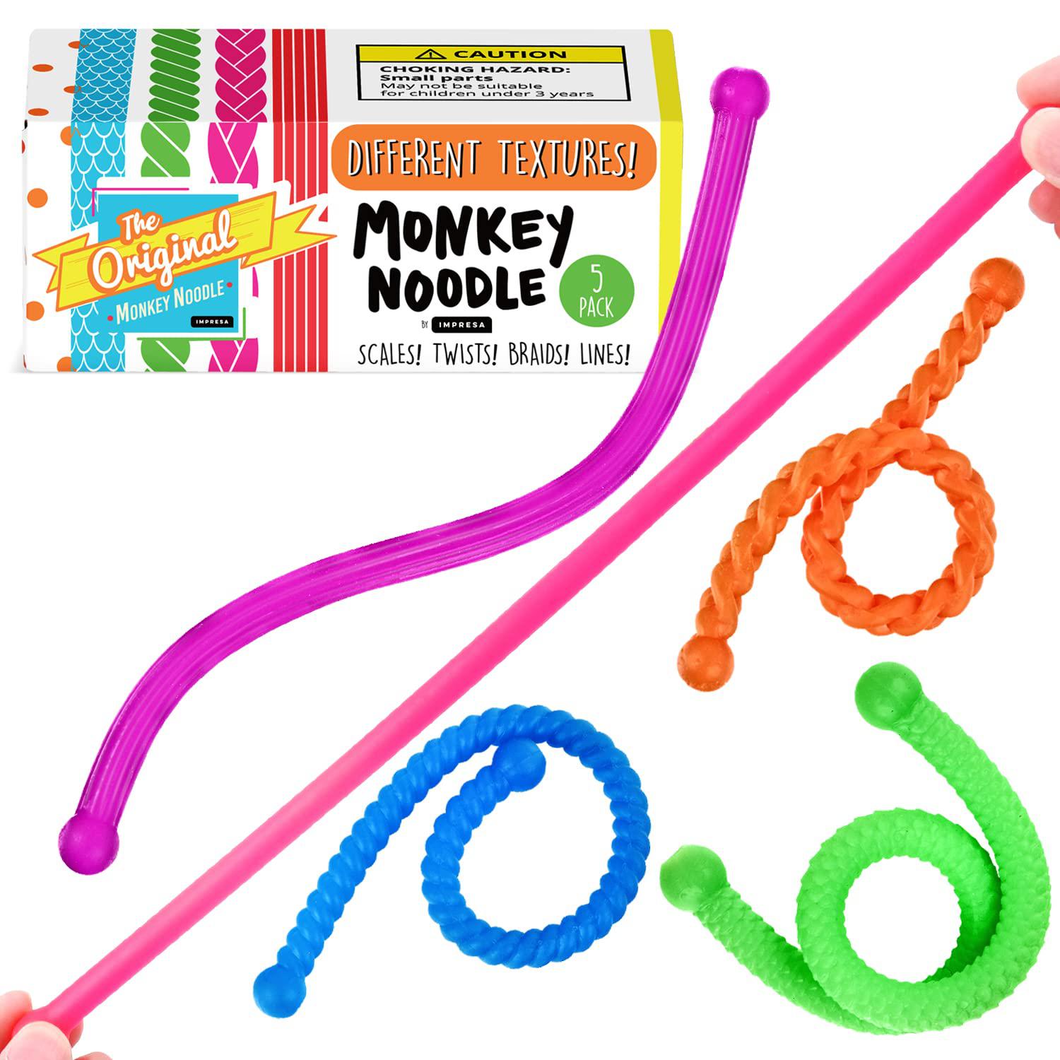 Impresa [5-pack] textured monkey noodles fidget toys - sensory toys for ...