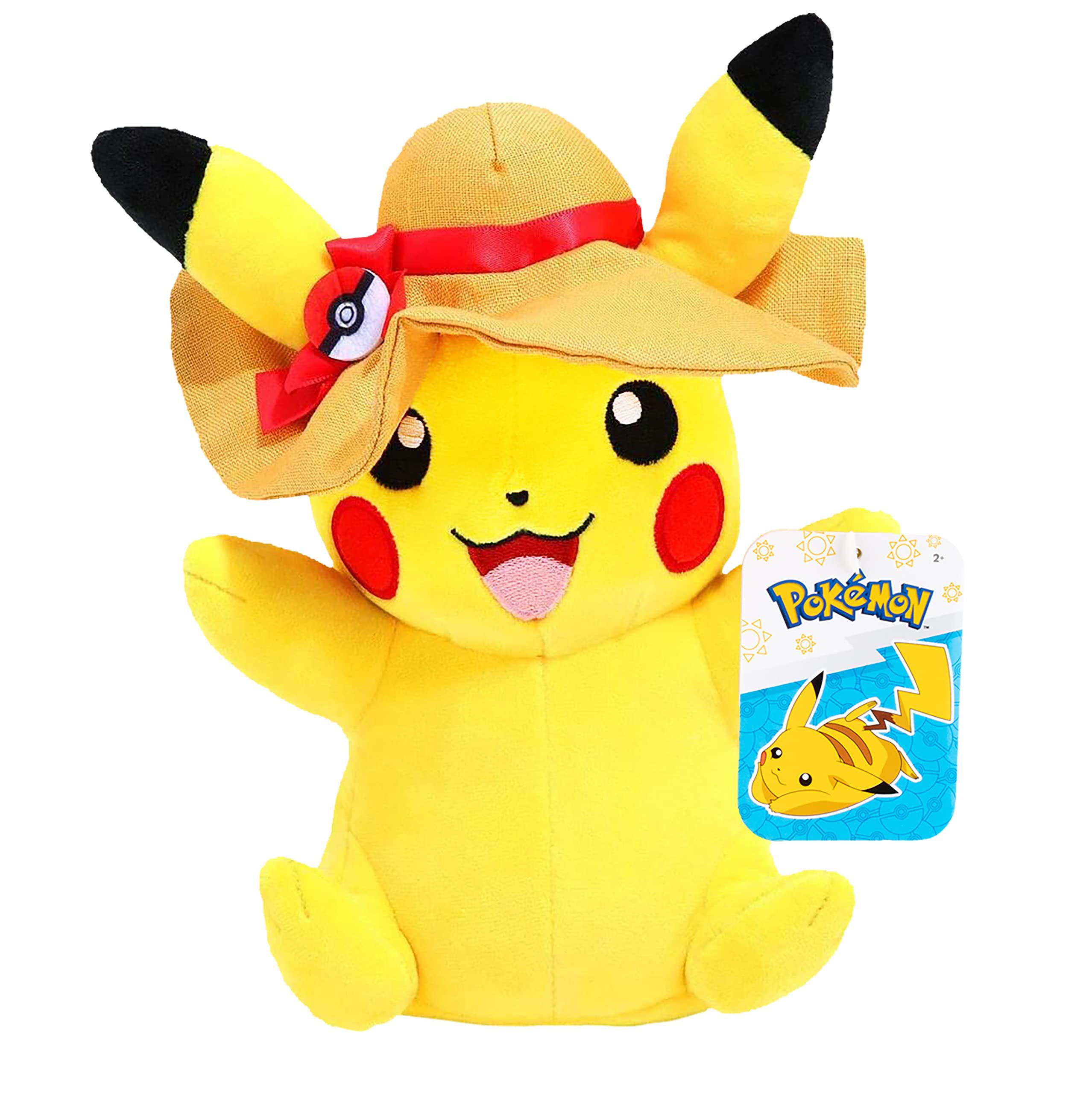 JAZWARES pokmon 8" pikachu with sun hat plush stuffed animal toy ...