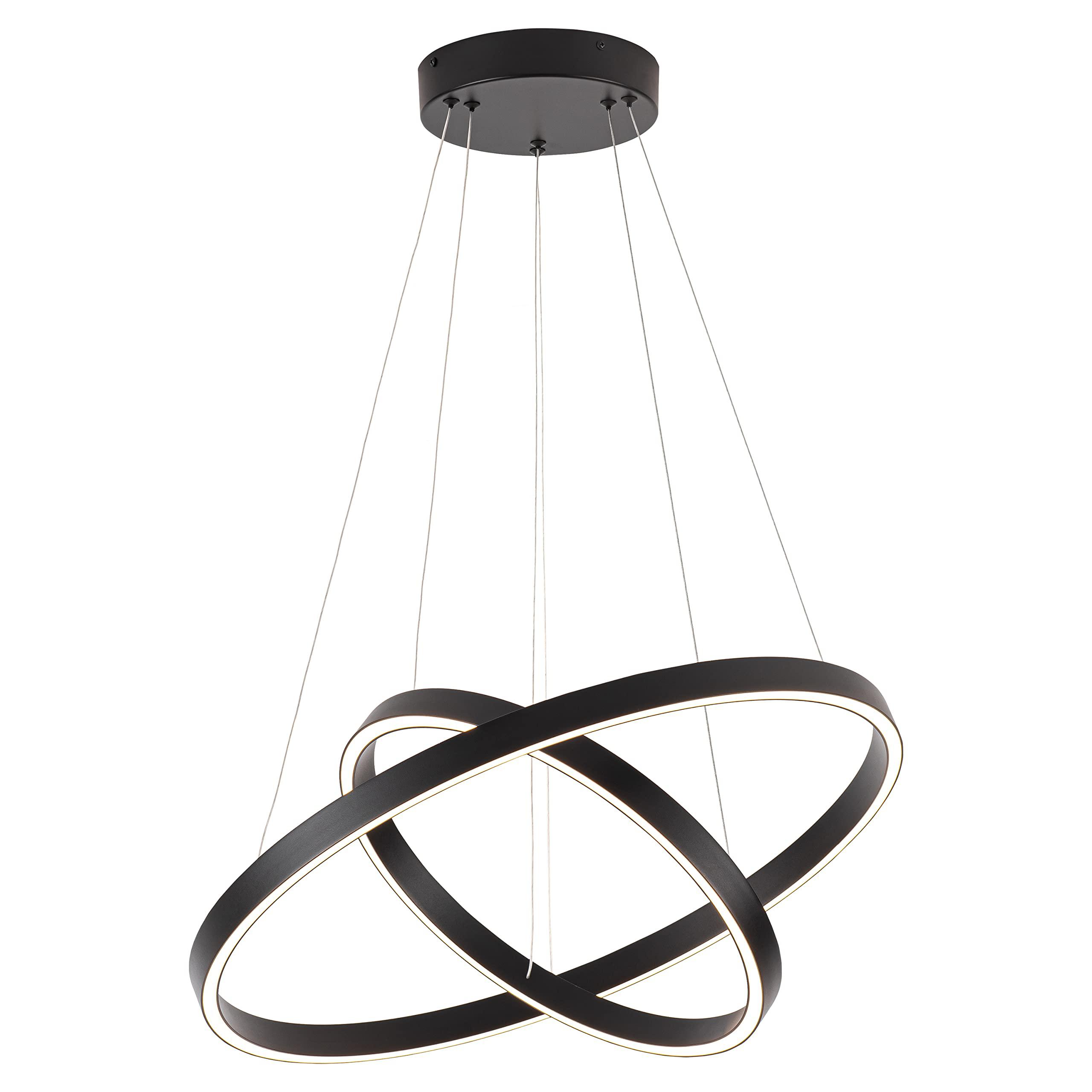 WELAKI welaki modern led chandelier, 2 rings contemporary chandelier ...