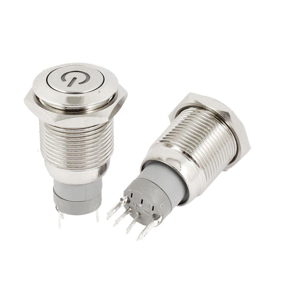 UXCELL uxcell 12v led lighted on/off metal car push button switch, 16mm