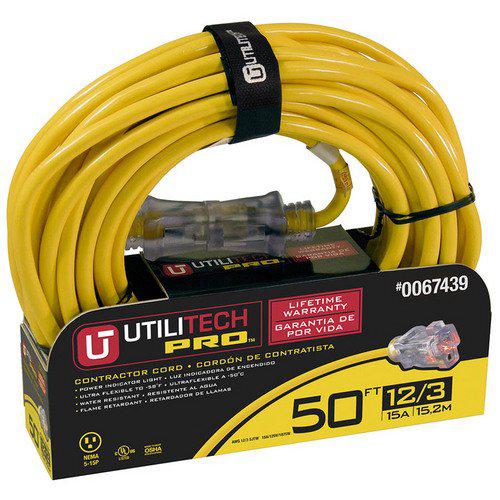Utilitech utilitech 50' 12 gauge 3 prong outdoor contractor extension ...