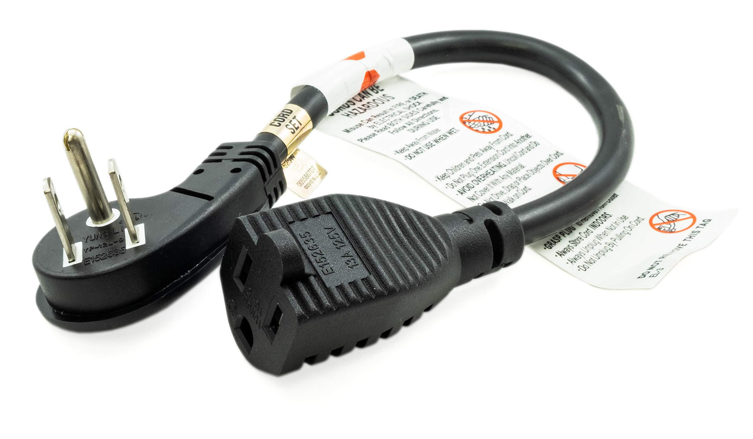 PTC ptc 1ft ultra low profile angle nema 5-15p to 5-15r with 12 inches 16/3 awg sjt