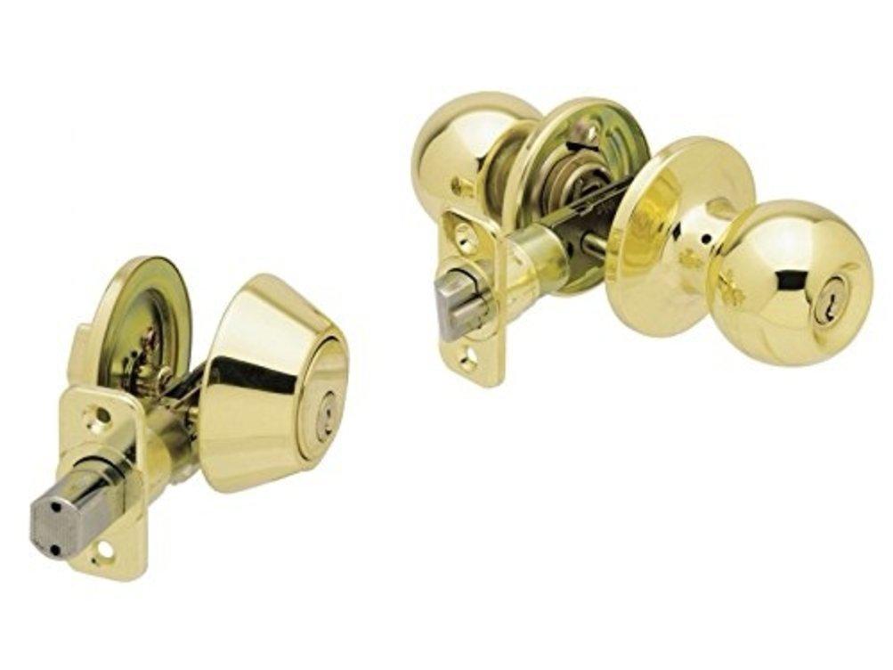 Maxtek lockset deadbolt doorknob adjustable grade 3 hq (brass)