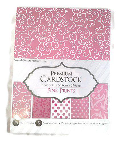 Darice pink prints patterned cardstock paper 8.5x11 pack - 25 sheets