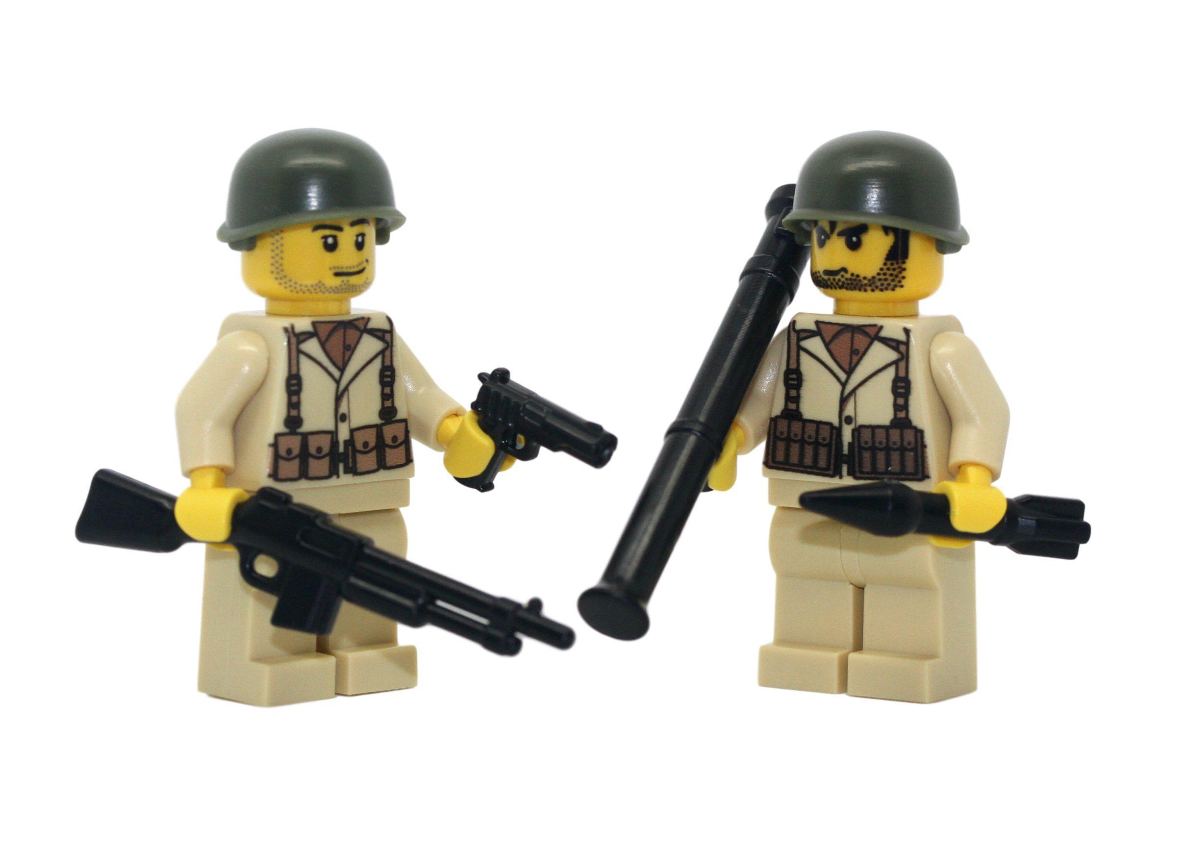 modern brick warfare us army american ww2 soldiers team 2 custom minifigure