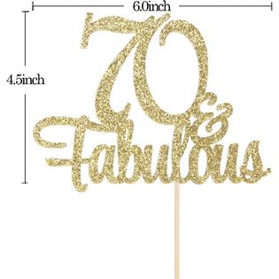 Innoru Gold Glitter 70 And Fabulous Cake Topper 70th Birthday Party