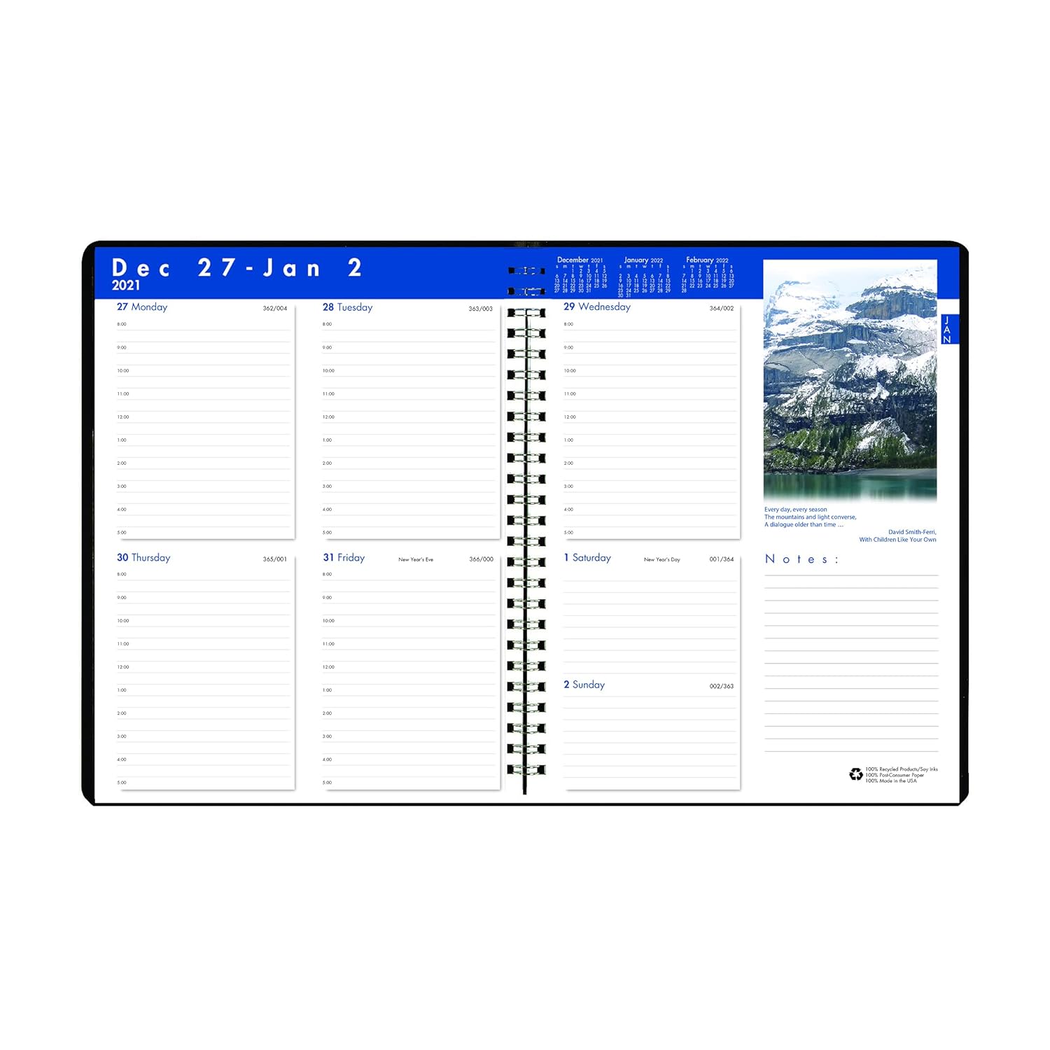 TKM Office 2022 Weekly Planner Calendar, Earthscapes, Black Cover, 8.5 ...