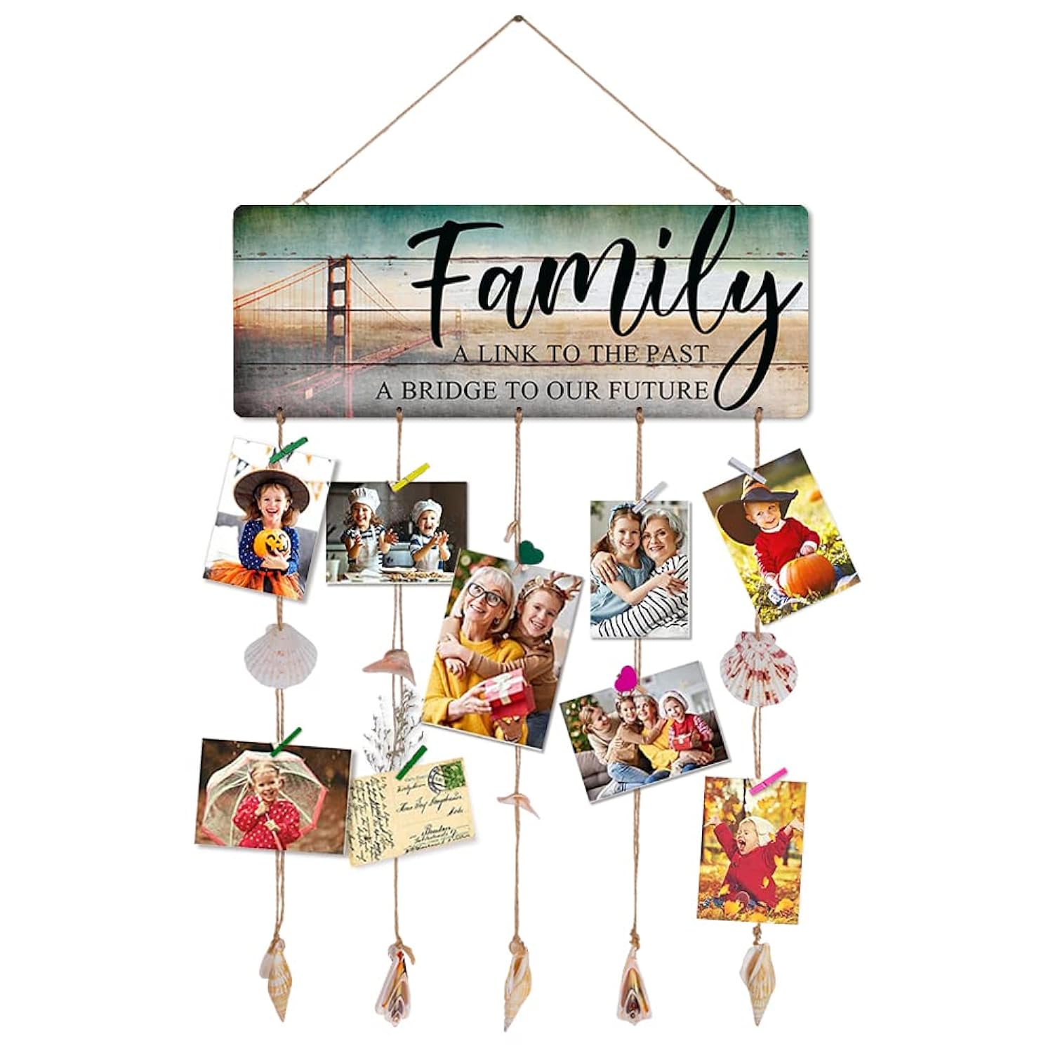 Great Choice Products Rustic Wood Hanging Photo Holders Family Photo ...