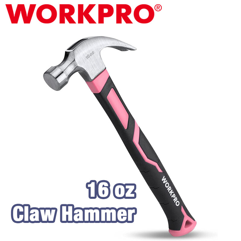 WORKPRO16 oz Fiberglass Handle Claw Hammer Forged Hardened Steel Head ...