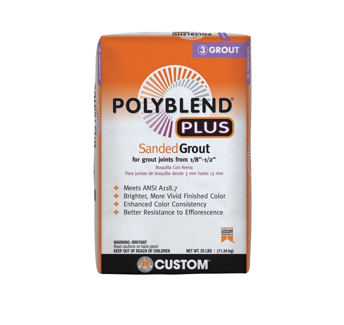 GTY Products Polyblend Plus Sanded Grout, Bright White, 25