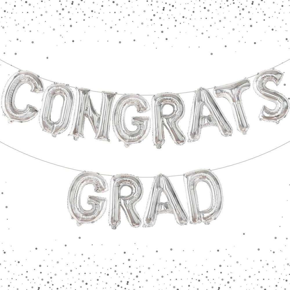 Great Choice Products Congrats Grad Balloon Silver 16 Inch Congrats