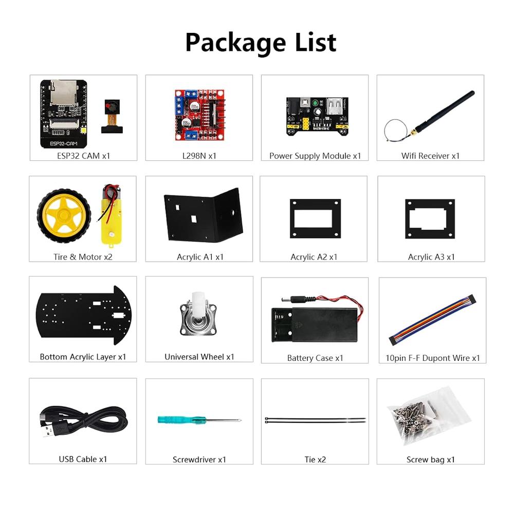 Great Choice Products 2wd Smart Robot Car Kit Wifi Esp32 Camera Starter