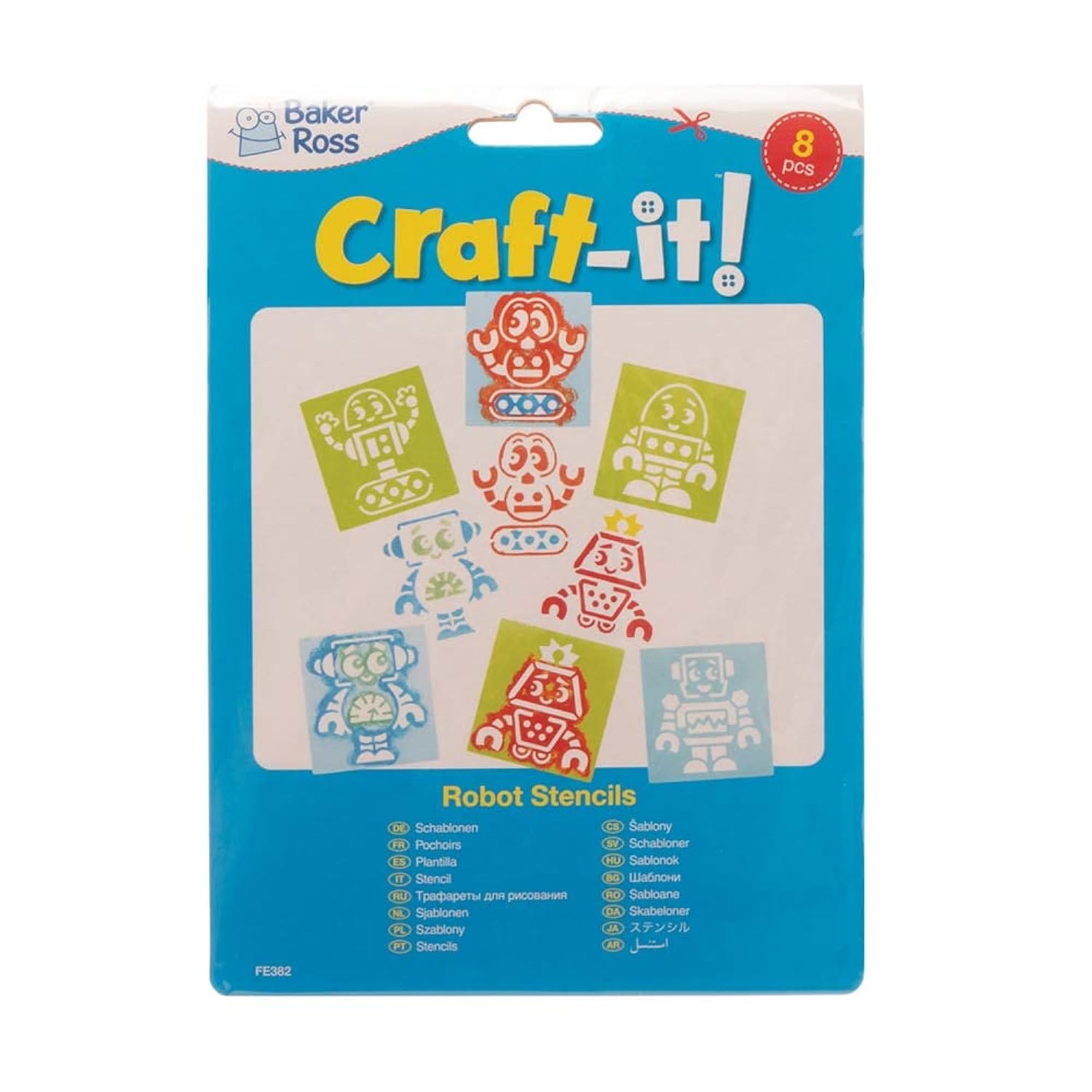 Baker Ross Robot Stencils - Pack of 8, Plastic Stencils for Children ...