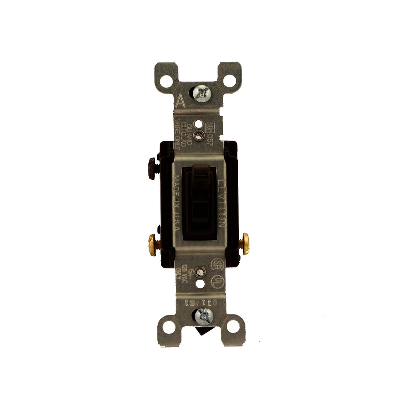 Leviton 1453-CP 15 Amp, 120 Volt, Toggle Framed 3-Way AC Quiet Switch ...