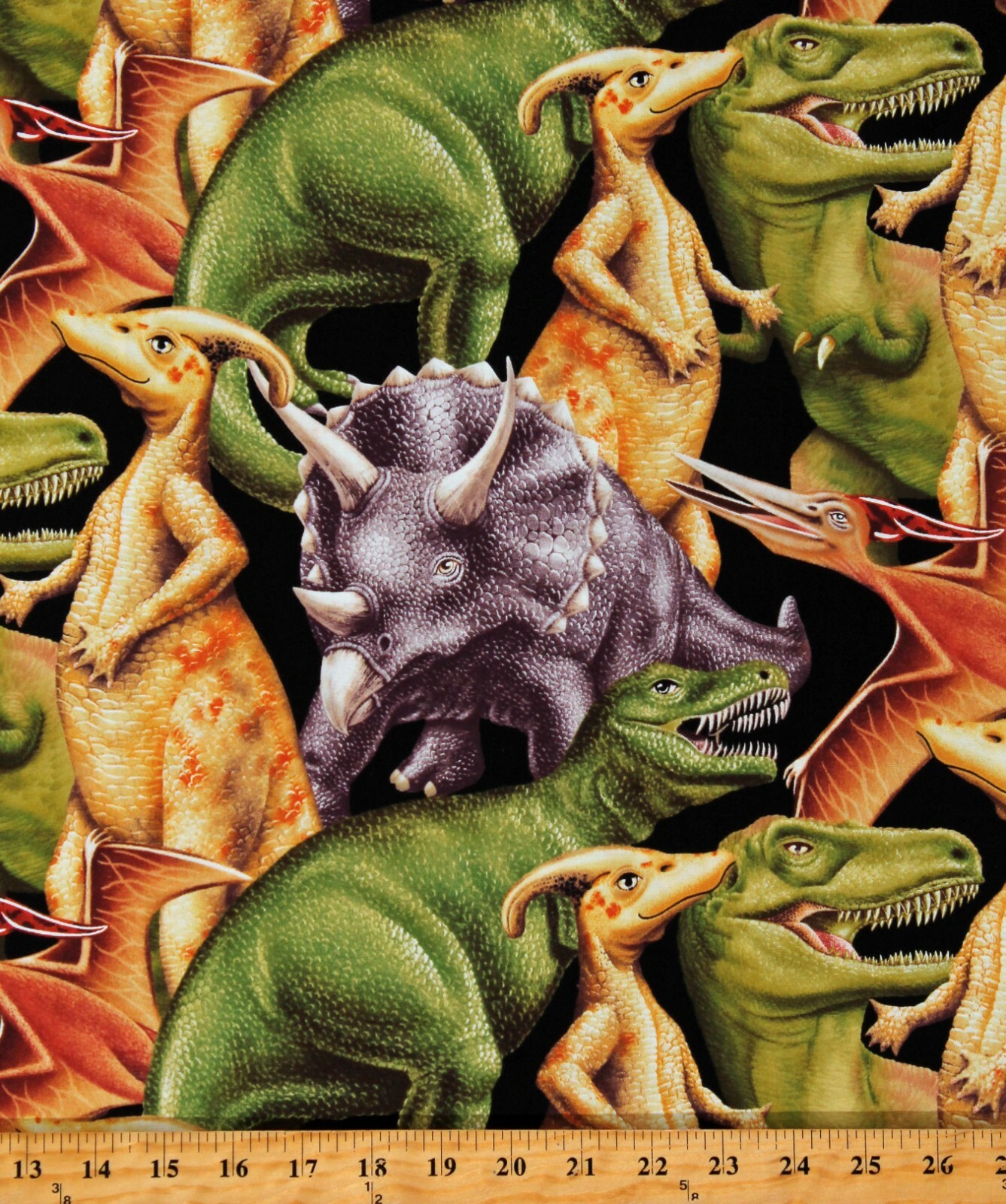 Great Choice Products Cotton Dinosaurs T-Rex Triceratops Pterodactyls ...