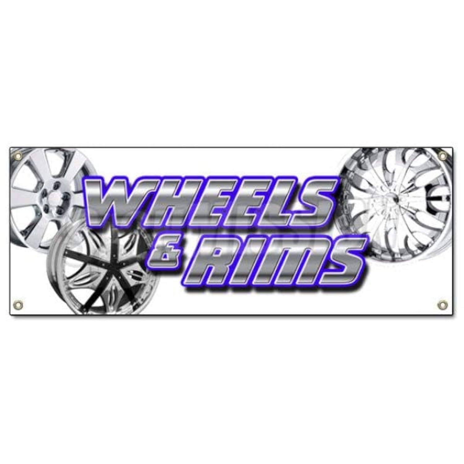SignMission Wheels & Rims Banner Sign Chrome Rim Wheel Tires Signs