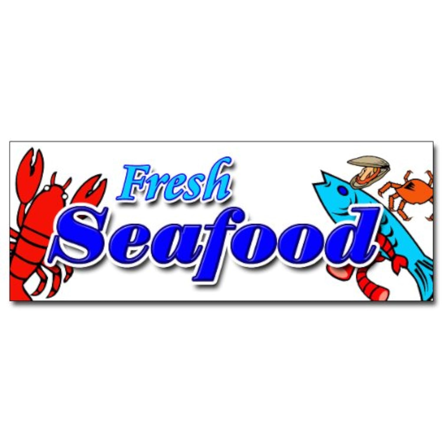 SignMission 24" Fresh Seafood Decal Sticker Fish Market Shrimp New s