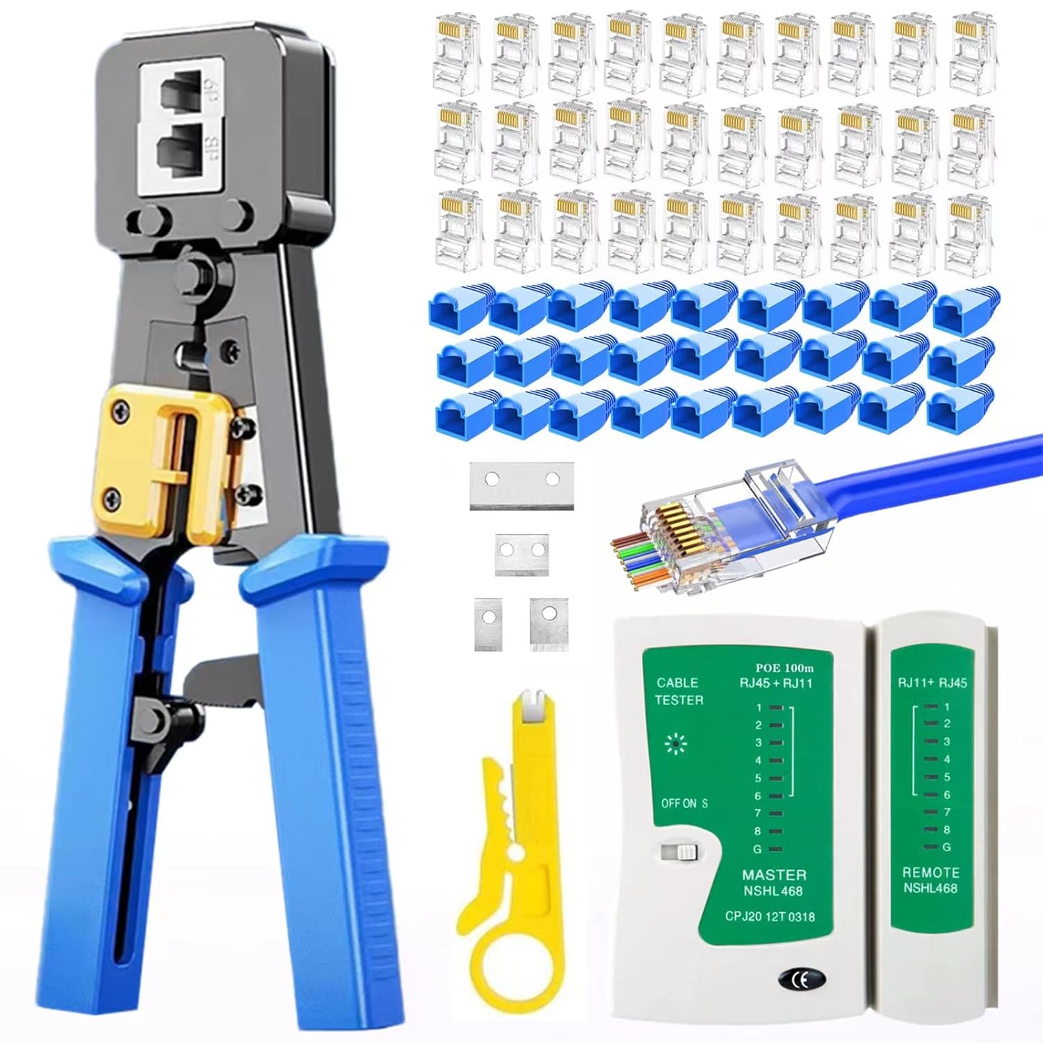 Great Choice Products Rj45 Crimp Tool Kit, Pass Through Cat5 Cat5E Cat6 Rj45 Crimping Tool Kit ...