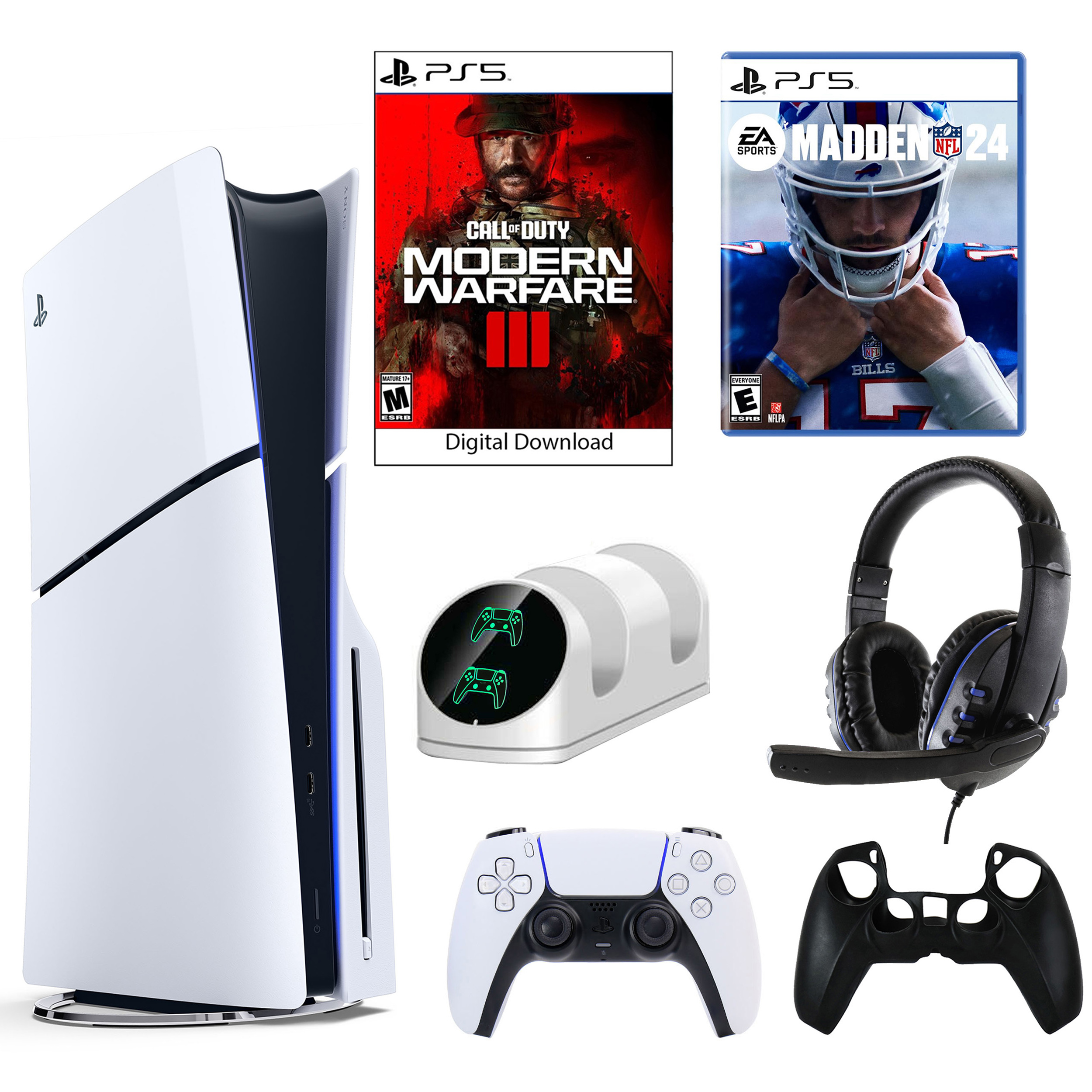 Sony New PS5 COD III Slim Core Console with Madden 24 Game and Accessories