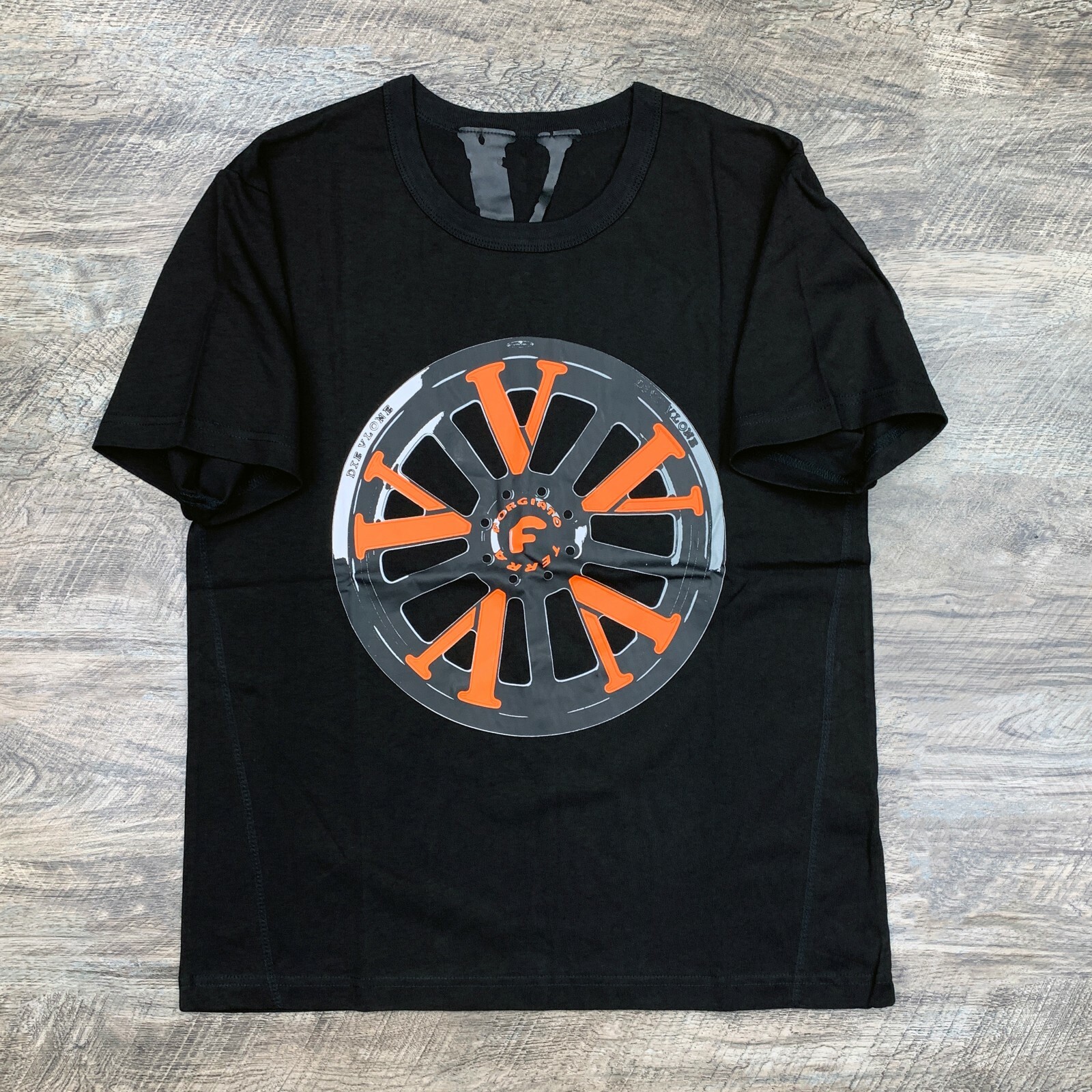 VLONE Vlone x Forgiato Rims Orange on Black T-shirt