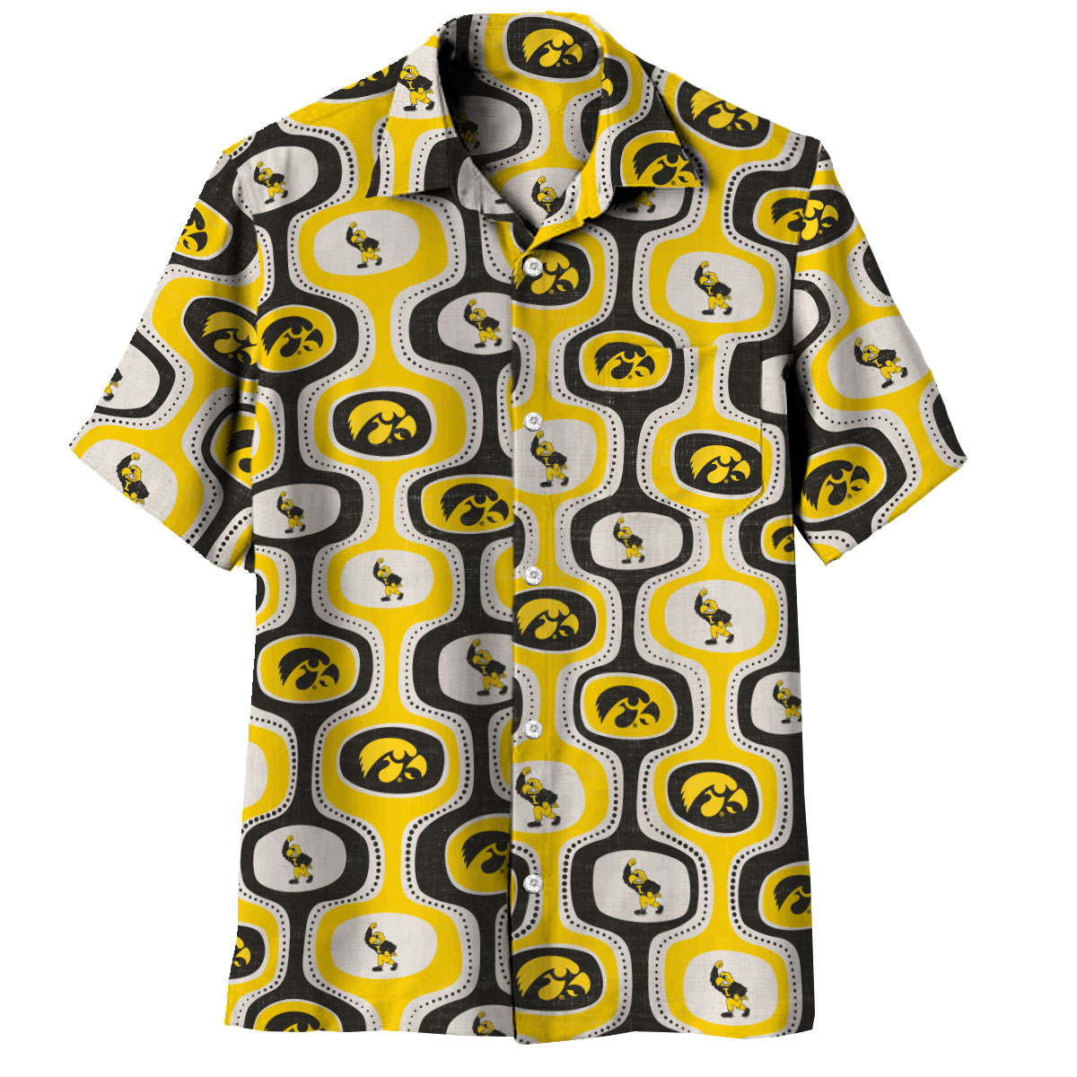 Wes And Willy Iowa Hawkeyes Mens Cabana Boy Button Down Hawaiian Shirt