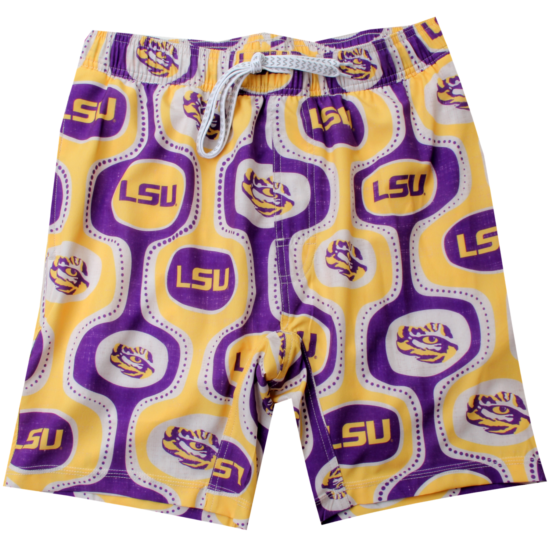 Wes And Willy LSU Tigers College Cabana Boy Retro Tech Swim Trunk