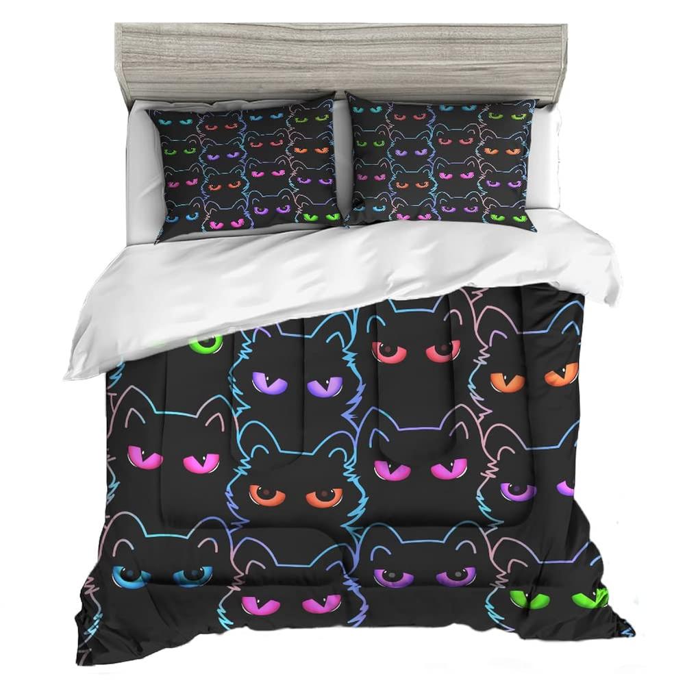 Thinkstar Cute Cartoon Cat Bedding Kids Twin Black Cat Comforter Set thinkstar-cute-cartoon-cat-bedding-kids-twin-black-cat-comforter-set