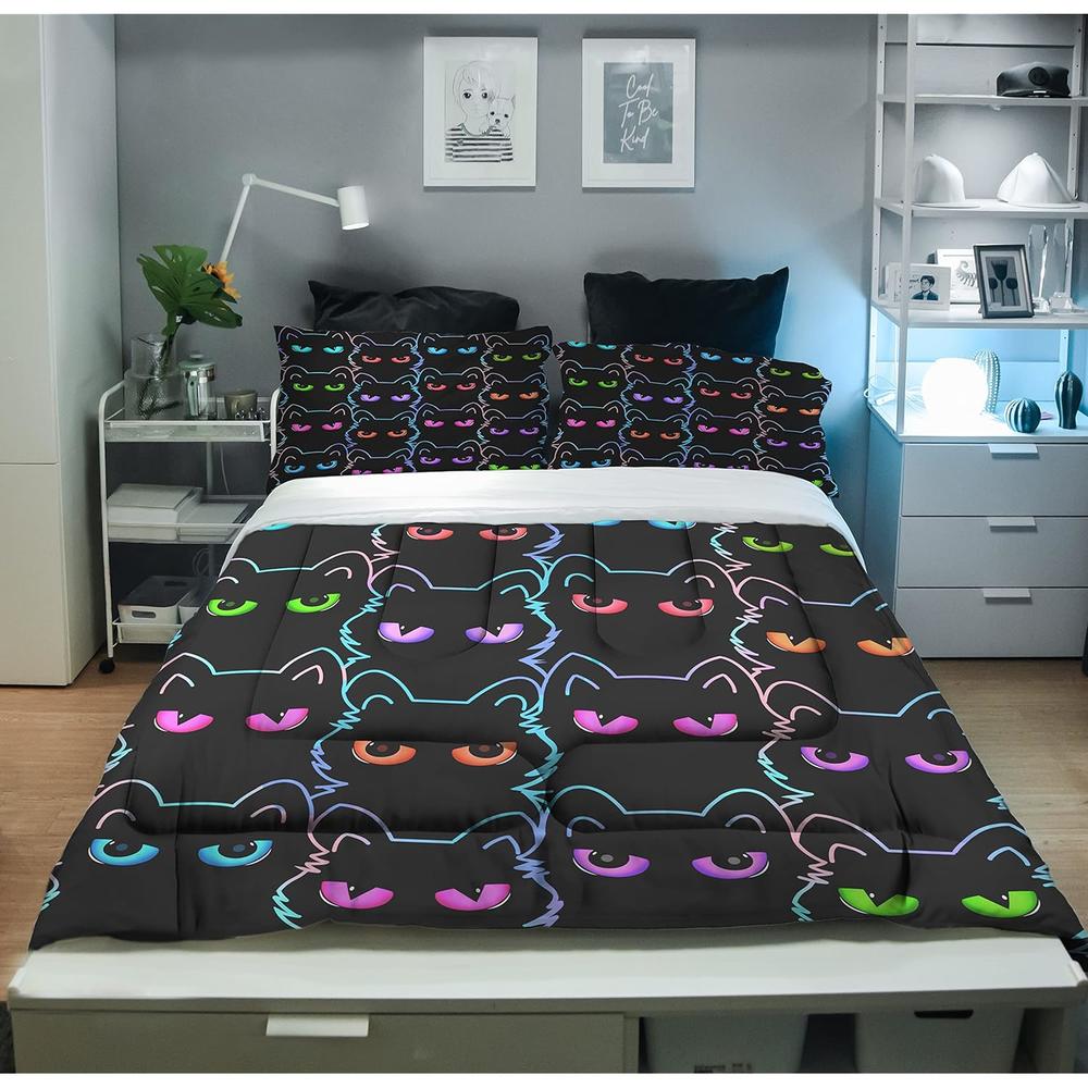 Thinkstar Cute Cartoon Cat Bedding Kids Twin Black Cat Comforter Set thinkstar-cute-cartoon-cat-bedding-kids-twin-black-cat-comforter-set