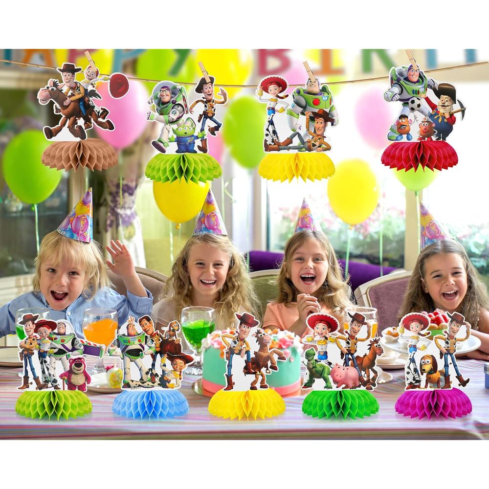 Thinkstar 9pcs Cartoon Toys Honeycomb Centerpiece For Table Decorations