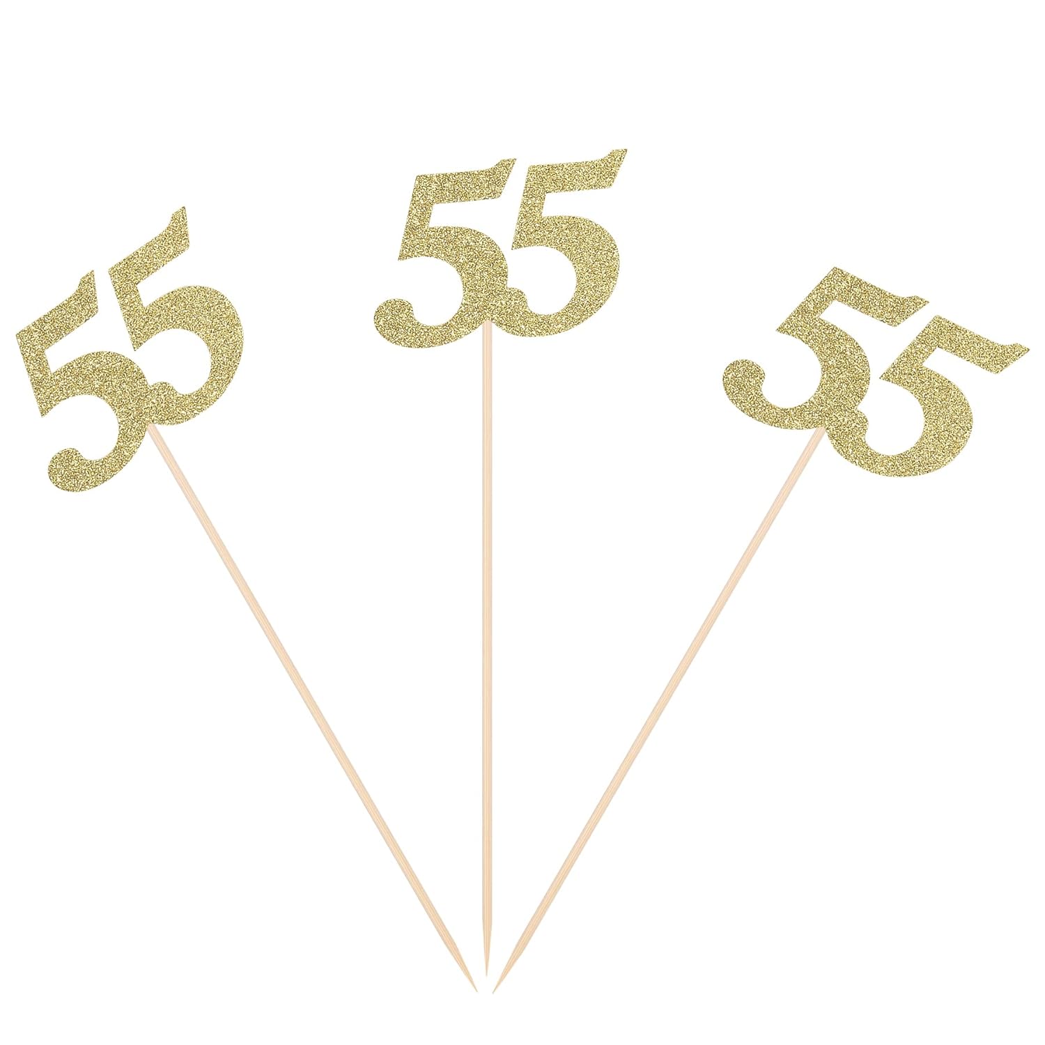 thinkstar Pack Of 10 Gold Glitter 55Th Birthday Centerpiece Sticks ...
