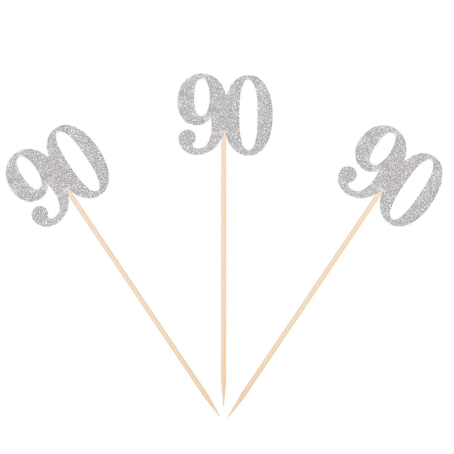 thinkstar Pack Of 10 Silver Glittery 90Th Birthday Centerpiece Sticks ...