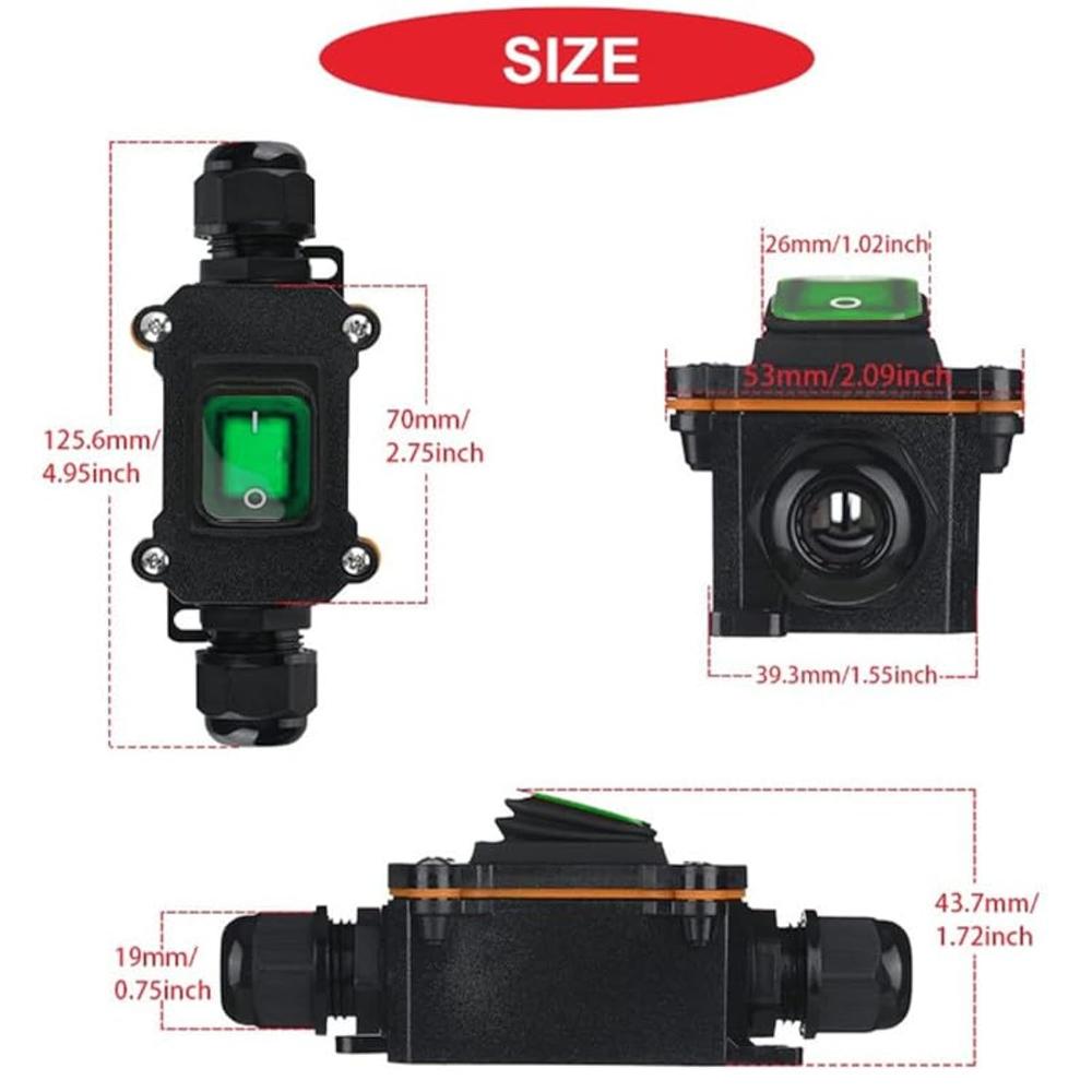 thinkstar Waterproof Inline Cord Switch,Dpst Dc 30A-24V,35A-12V Outdoor ... thinkstar Waterproof Inline Cord Switch,Dpst Dc 30A-24V,35A-12V Outdoor ...