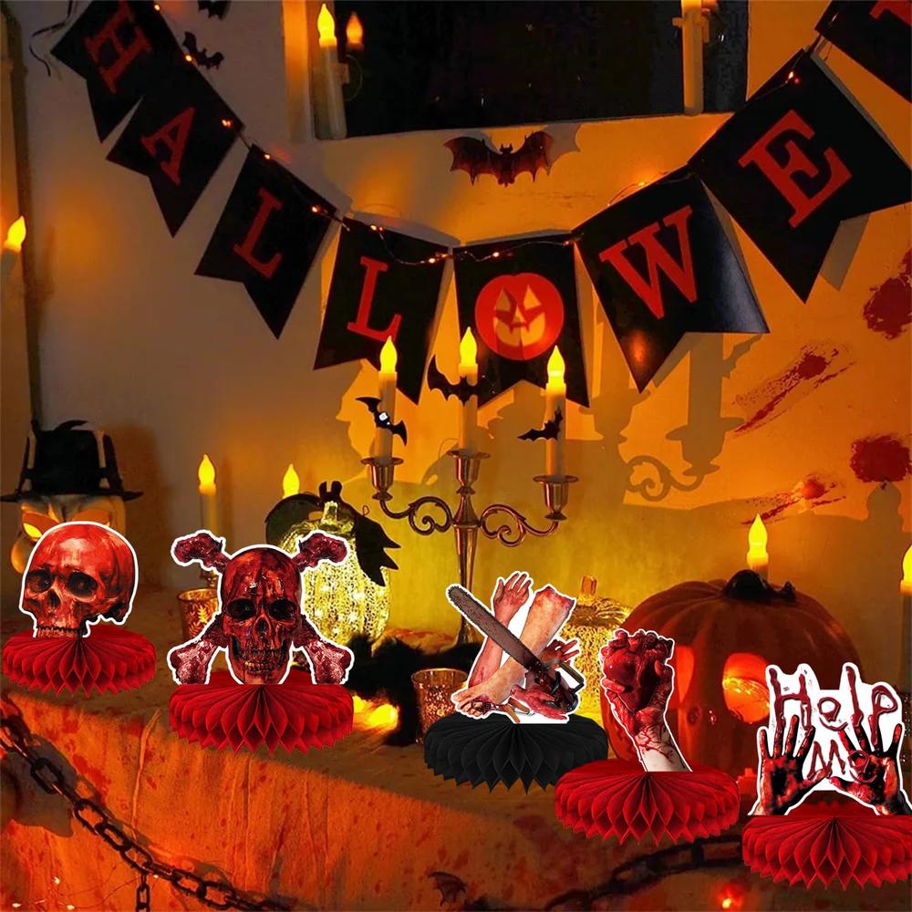 Thinkstar 9pcs Halloween Table Decorations Honeycomb Centerpieces