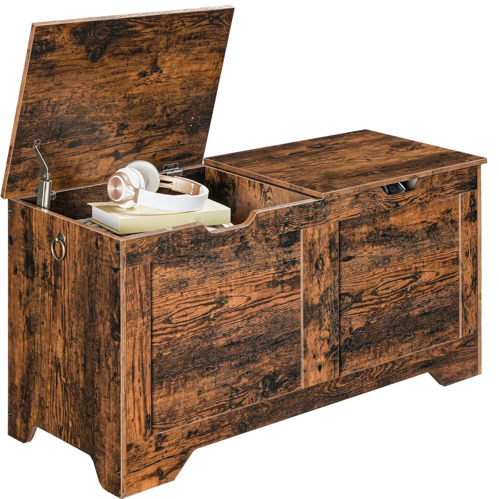 Thinkstar Storage Chest With 2 Lids 394 In Storage Bench Storage Trunk With Internal Divider
