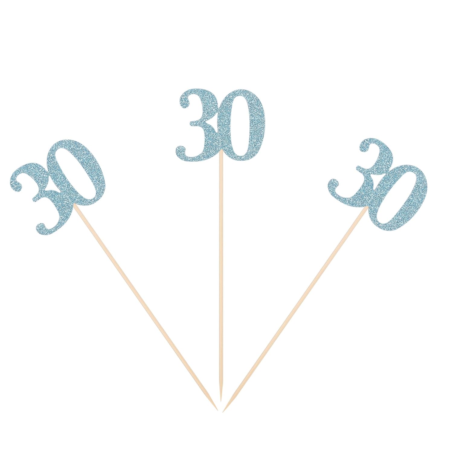 thinkstar Glitter 30Th Birthday Centerpiece Sticks Blue Number 30 Table ...