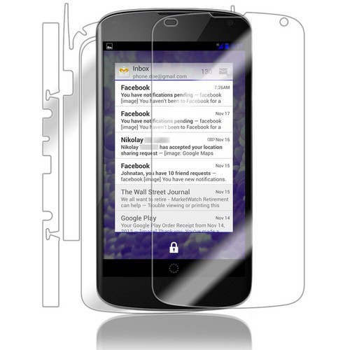 Skinomi Transparent Clear Full Body Protector Film Cover for Google Nexus 4